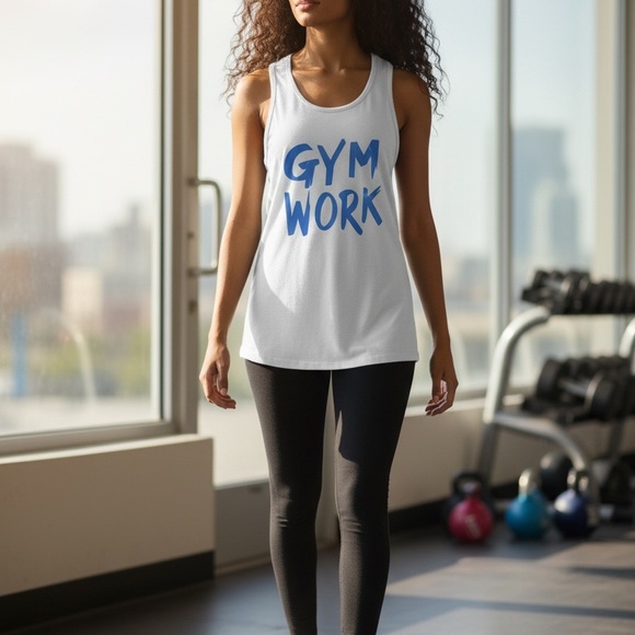 SHEIN | Tops | Shein White And Blue Gym Work Tank Top | Poshmark